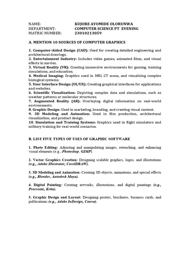 Kujore Ayomide Olorunwa First Assignment | PDF