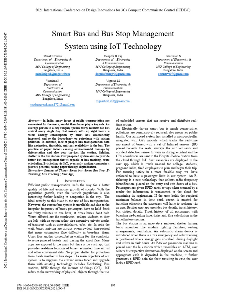 IoT Smart Bus Management System | PDF
