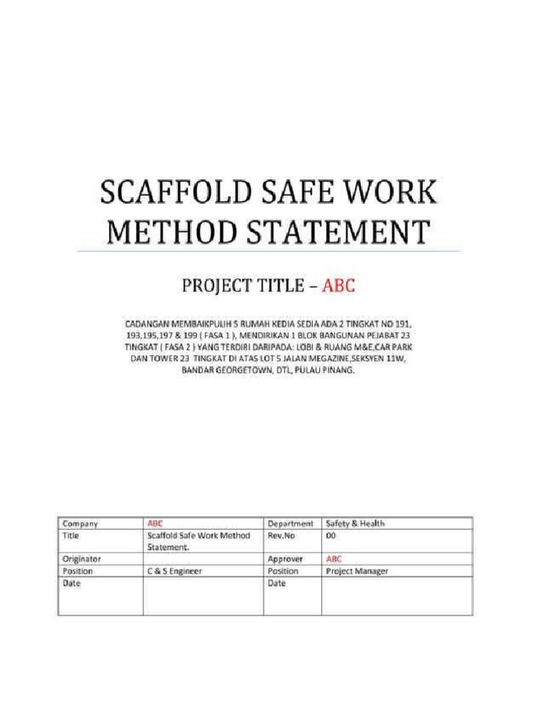 SWS Scaffold Safe Work Method Statement | PDF