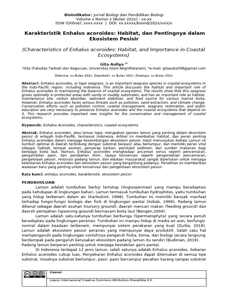 Jurnal Enhalus Acroides Gita | PDF