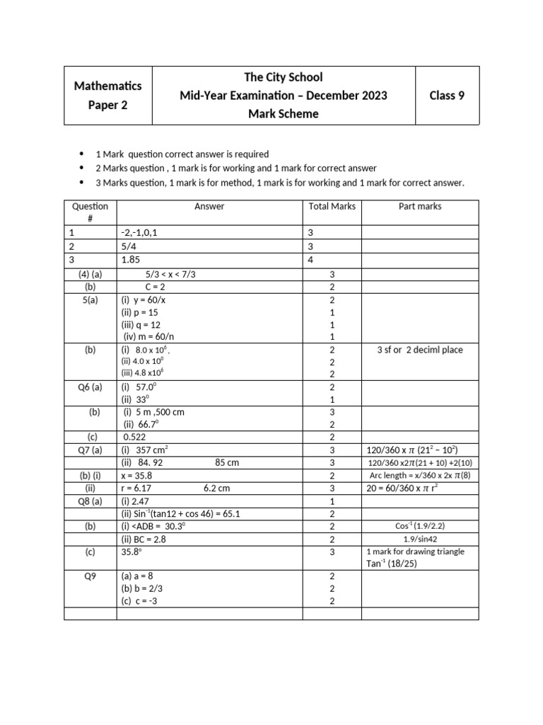 Math P2 9 MS B | PDF