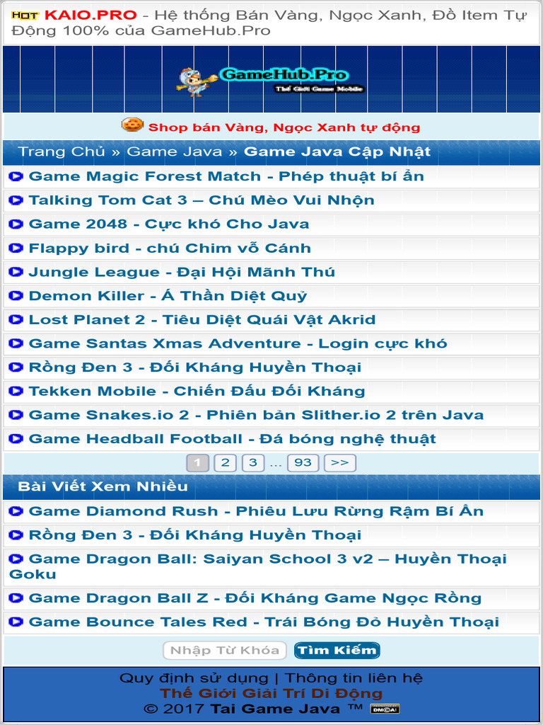 Game Java Cập Nhật, Tải Game Java mới nhất | PDF