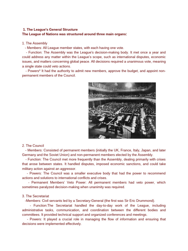 League of Nations: Structure & Impact | PDF | League Of Nations ...