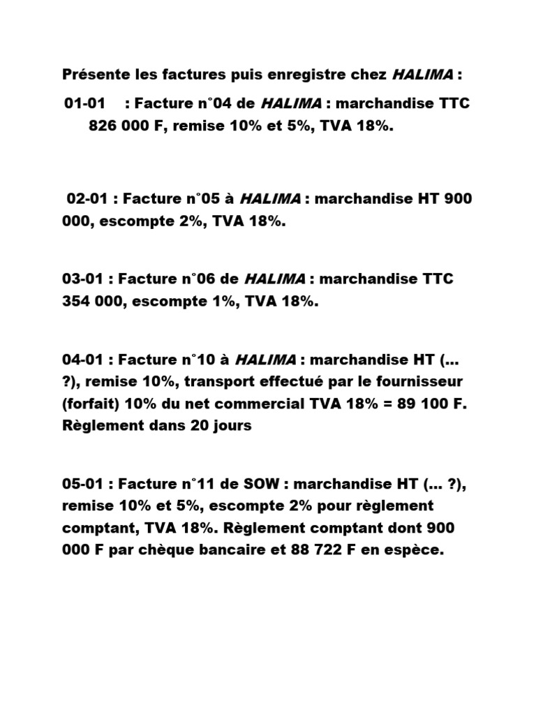 Traitement comptable des factures fournisseurs | PDF