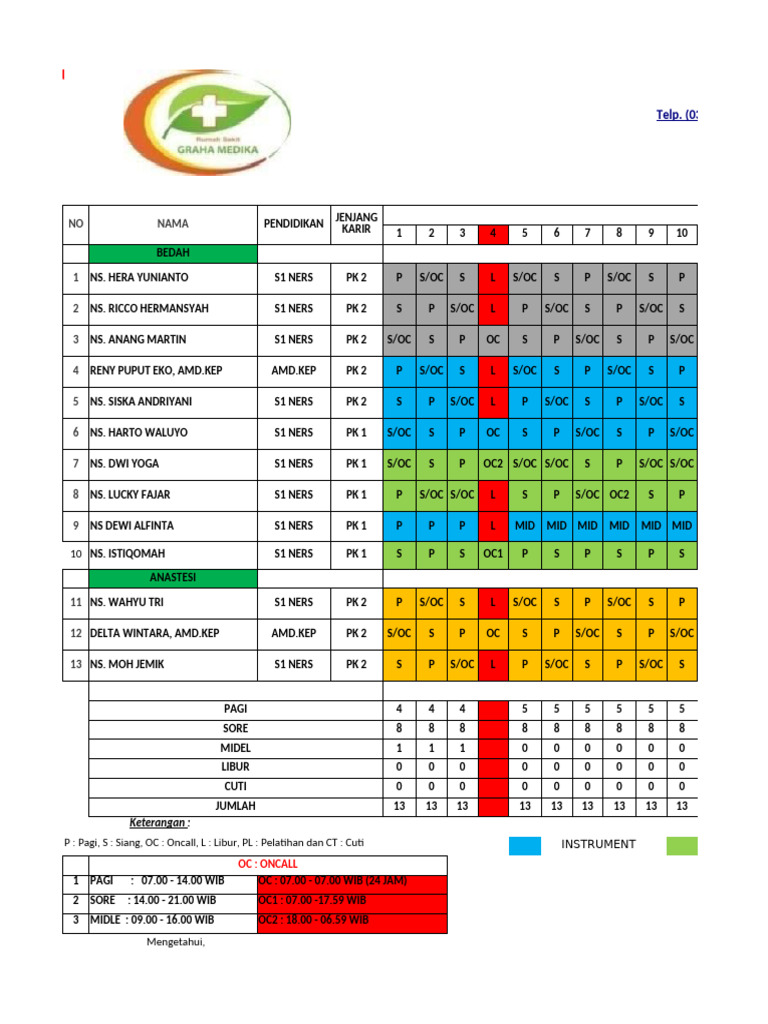 JADWAL KAMAR OPERASI AGUSTUS 2024 | PDF