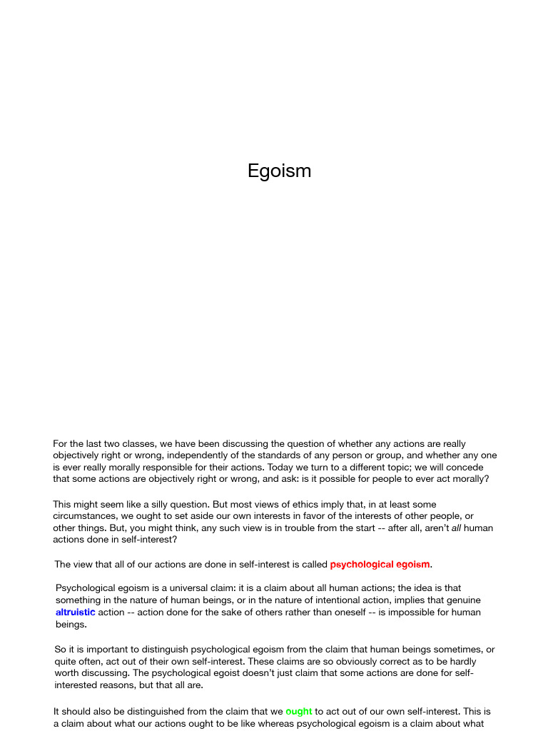 23 Egoism 2 Pdf Psychological Egoism Pleasure