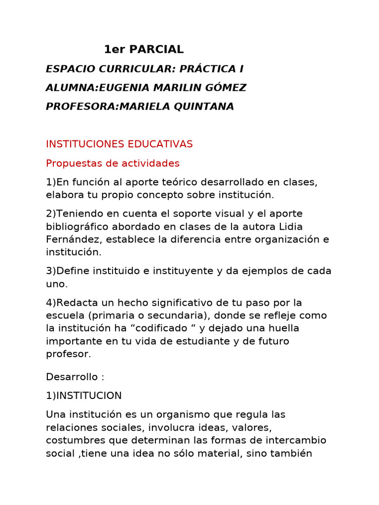 Parcial Práctica1 | PDF | Institución | Escuelas