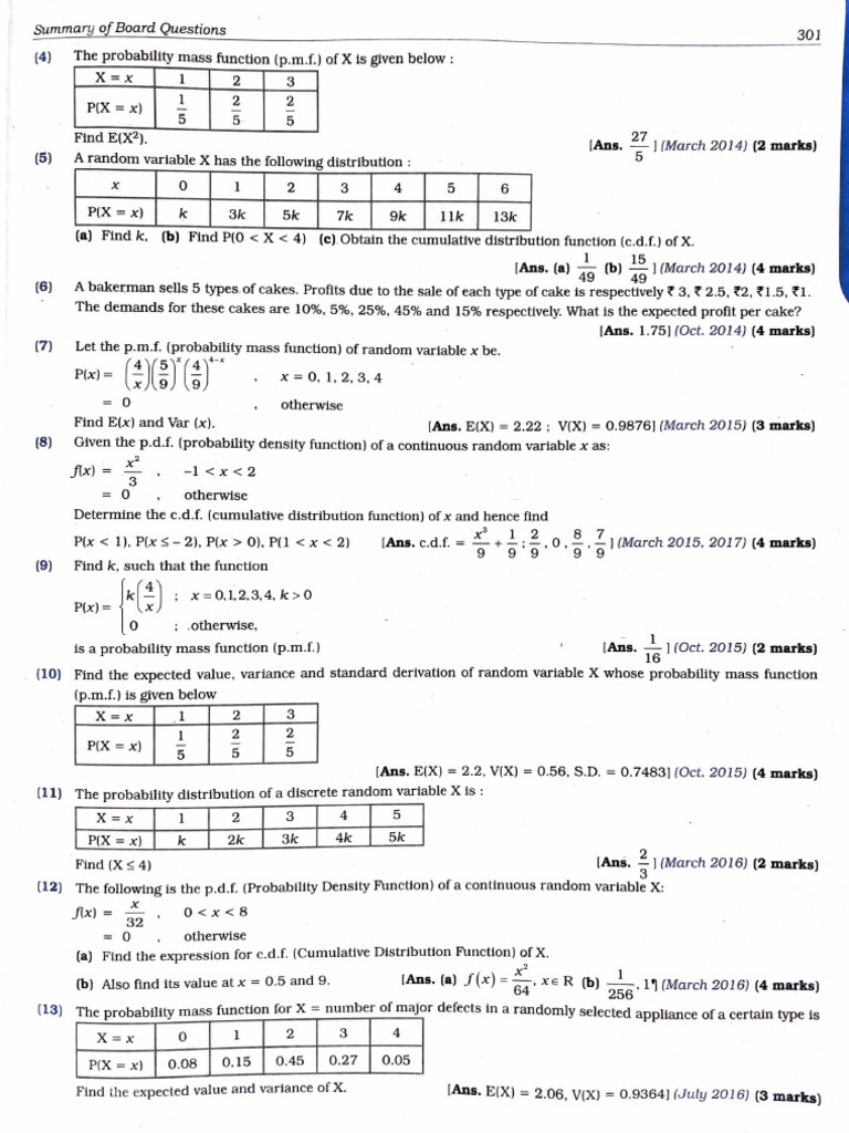 Probability and Statistics Exam Questions | PDF | Probability ...