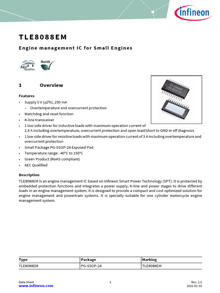 Infineon TLE8088EM DataSheet v01 - 10 EN | PDF | Electrostatic Discharge | Electronic Circuits