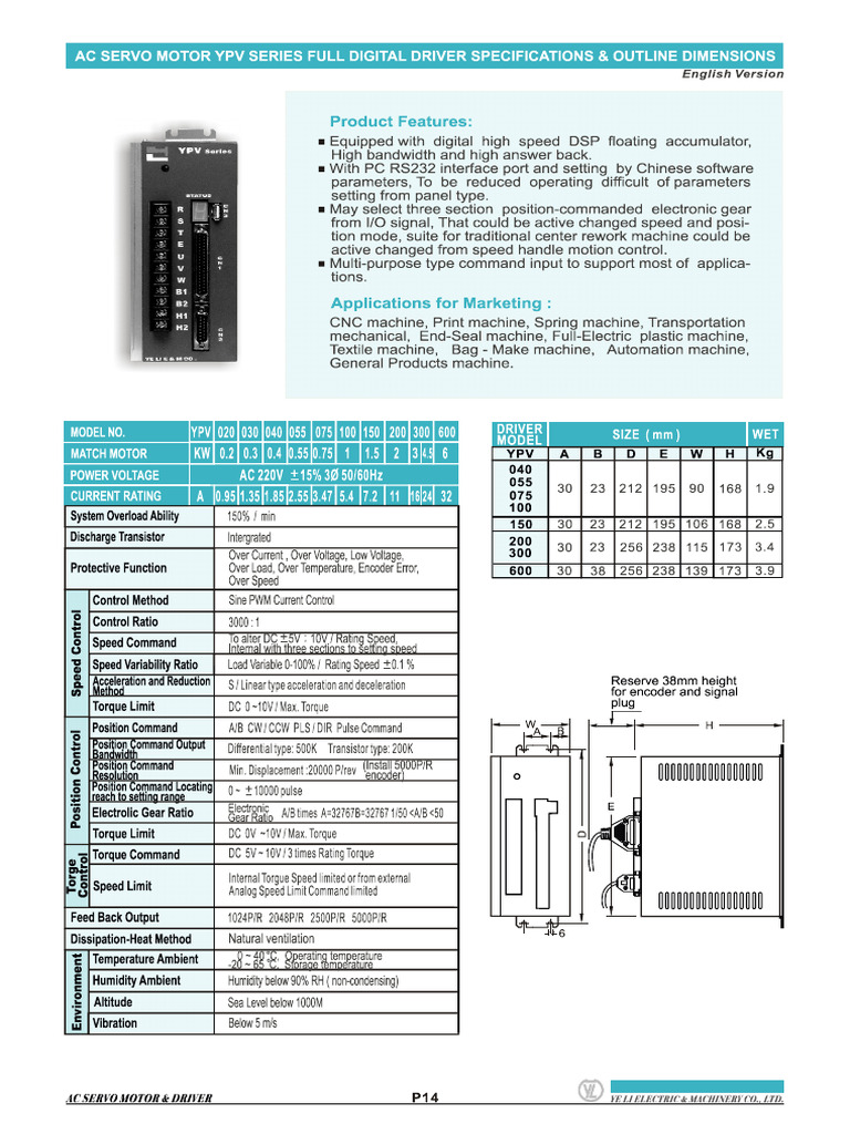 YE-LIElectricandMachinery_Datasheet_1862 | PDF