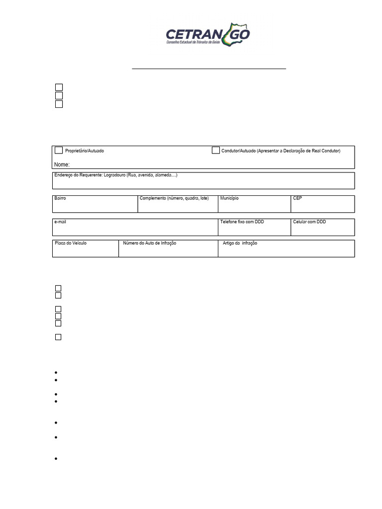 Formulario Recurso Cetran Go | PDF