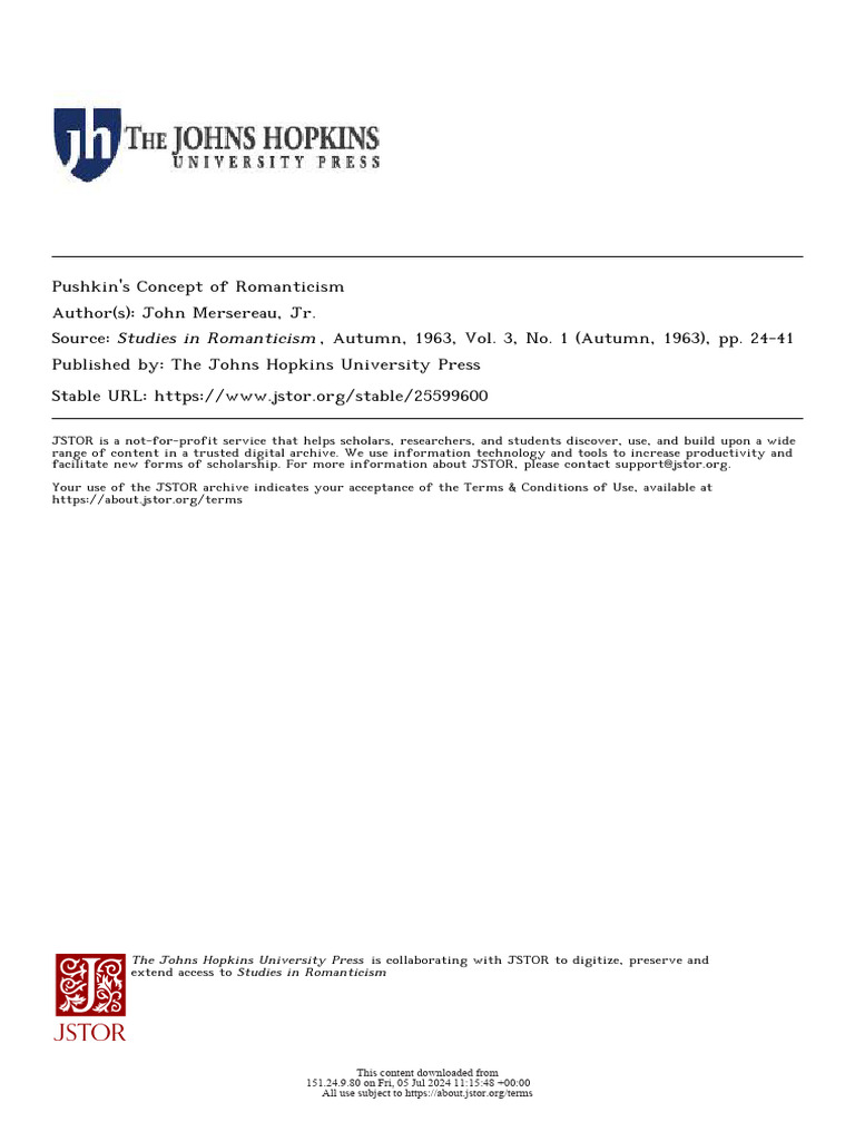 John Mersereau-PushkinsConceptRomanticism-1963 not | PDF | Romanticism ...