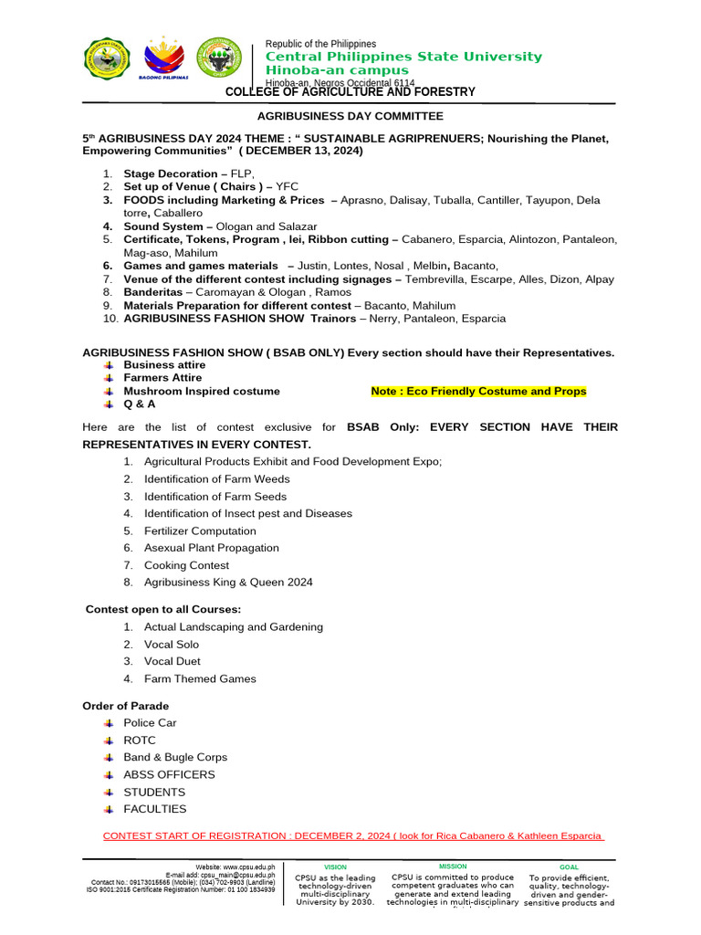 Agriday Committee | PDF | Agricultural Science | Agriculture