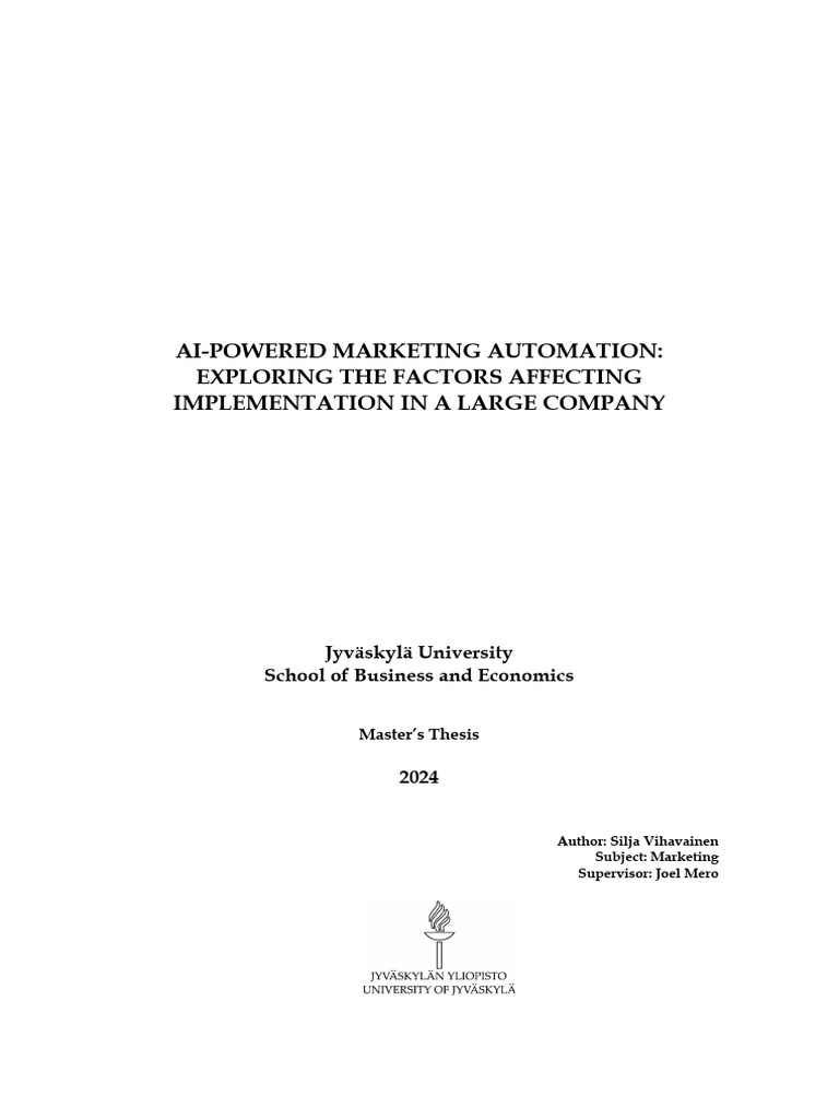 AI-POWERED MARKETING AUTOMATION - Master thesis | PDF