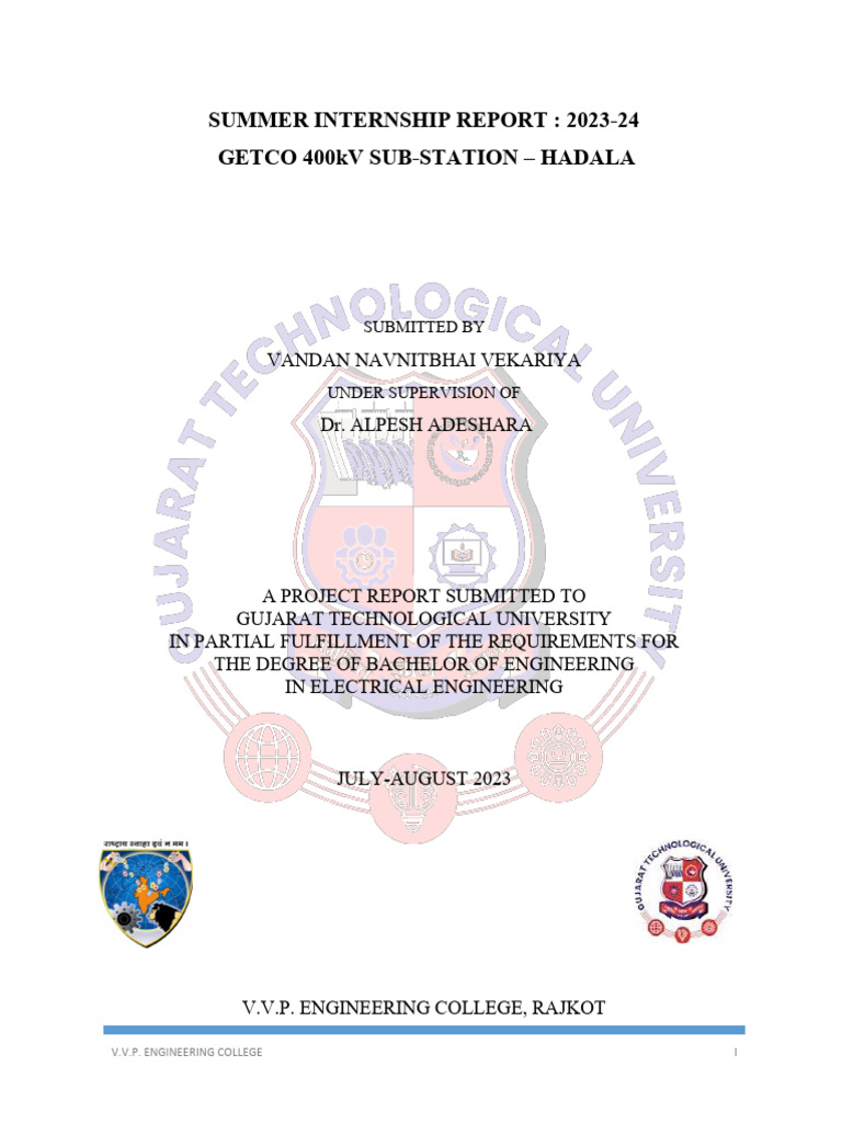 Internship Report Final PDF | PDF | Electrical Substation | Insulator (Electricity)