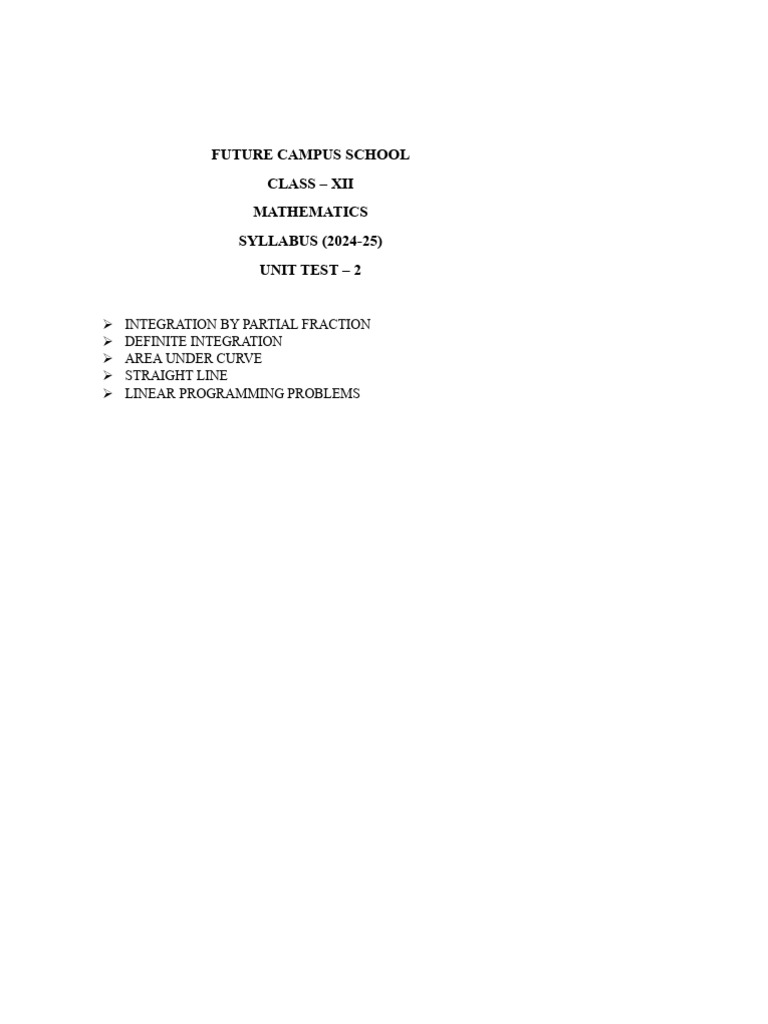 Class Xii Mathematics Syllabus Ut-2 | PDF