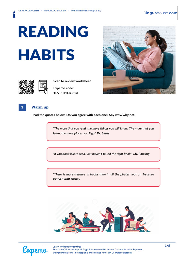 Reading Habits for Pre-Intermediate Learners | PDF | Vocabulary | Question
