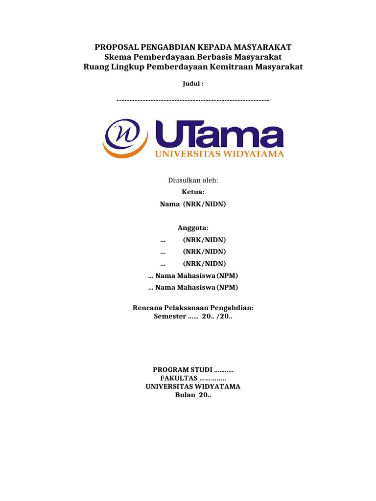 Format Susunan Isi Proposal PKM Skema Pemberdayaan Berbasis Masyarakat ...