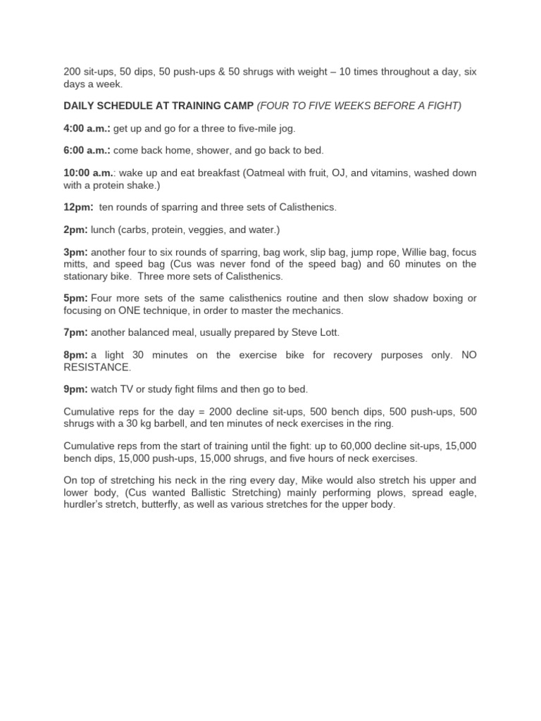 Mike Tyson's Intense Training Routine | PDF