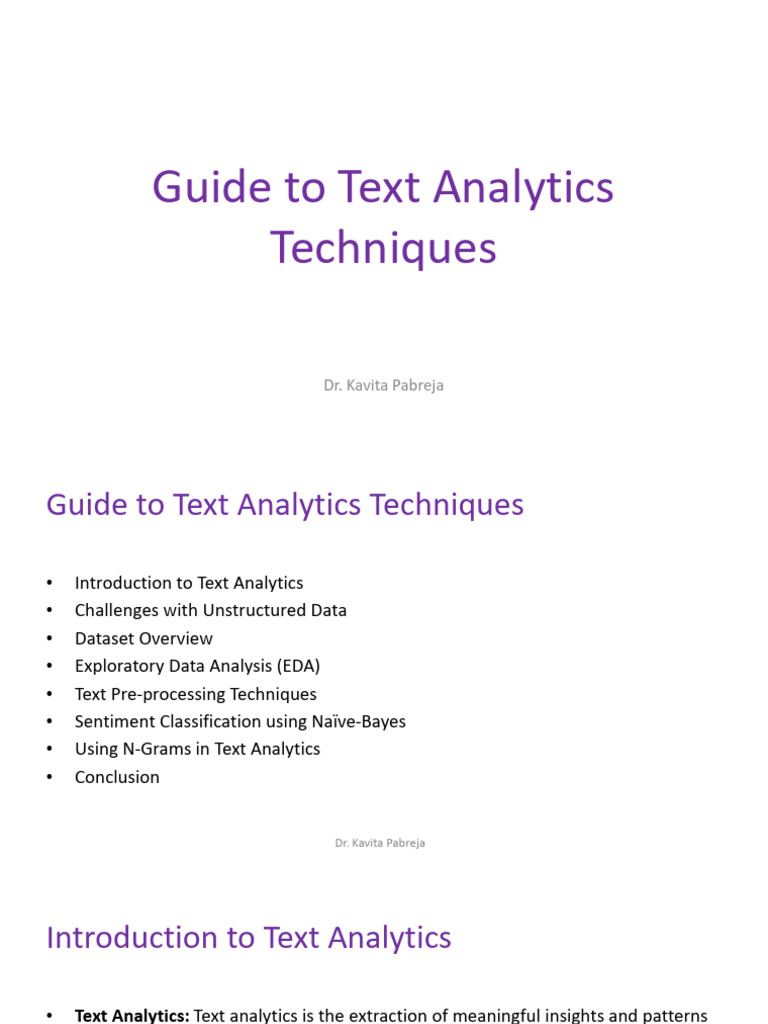 Lecture 2 Guide To Text Analytics Techniques | PDF | Analytics | Machine Learning