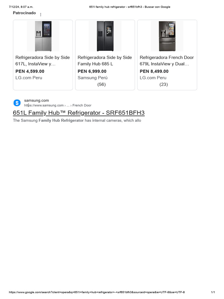 651L Family Hub™ Refrigerator - SRF651BFH3 | PDF