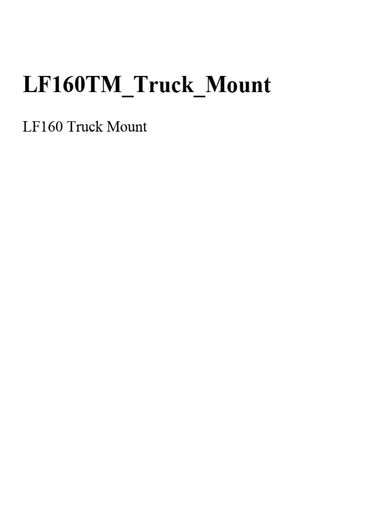 LF160 Truck Mount | PDF | Pump | Valve