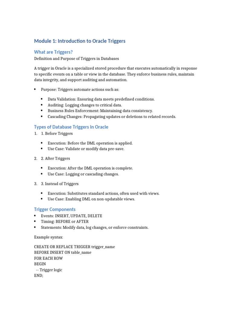 Oracle Triggers Module1 | PDF