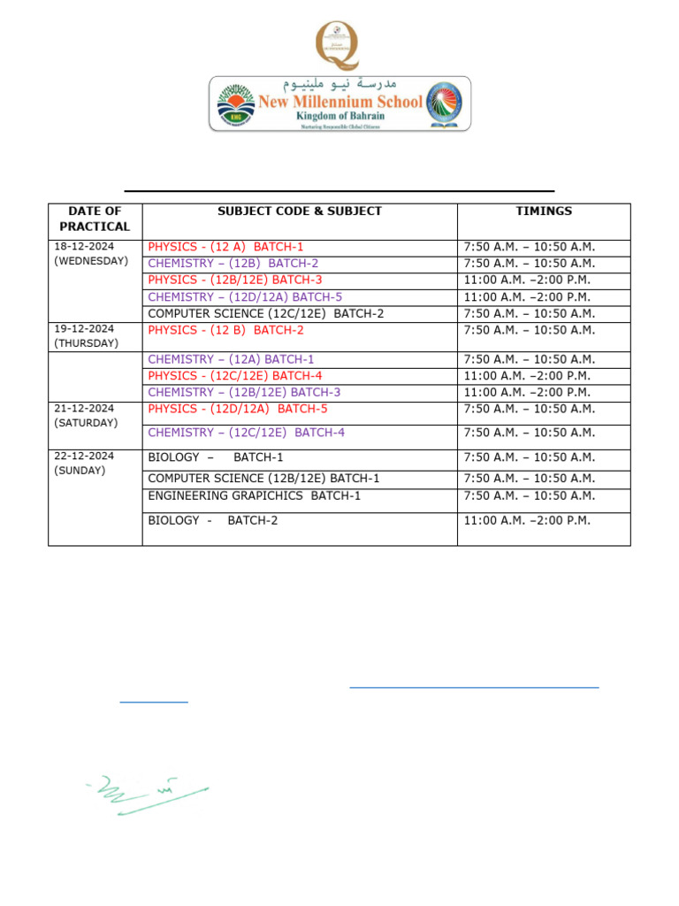 Practice Practical Schedule Grade 12 2024-2025 | PDF