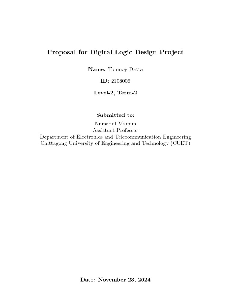 DLD_project_proposal | PDF | Logic Gate | Logic DLD_project_proposal | PDF | Logic Gate | Logic