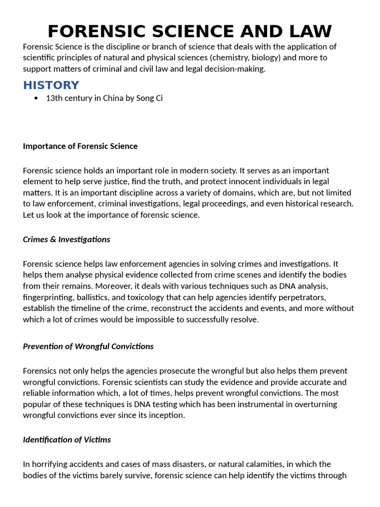 FORENSIC SCIENCE AND LAW | PDF | Forensic Science | Dna Profiling