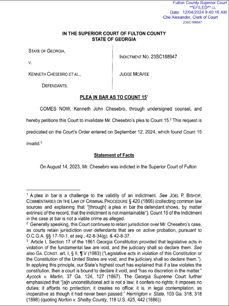 12-05-2024 - Kenneeth Chesebro Withdraw Guilty Plea Georgia Fani Willis | PDF