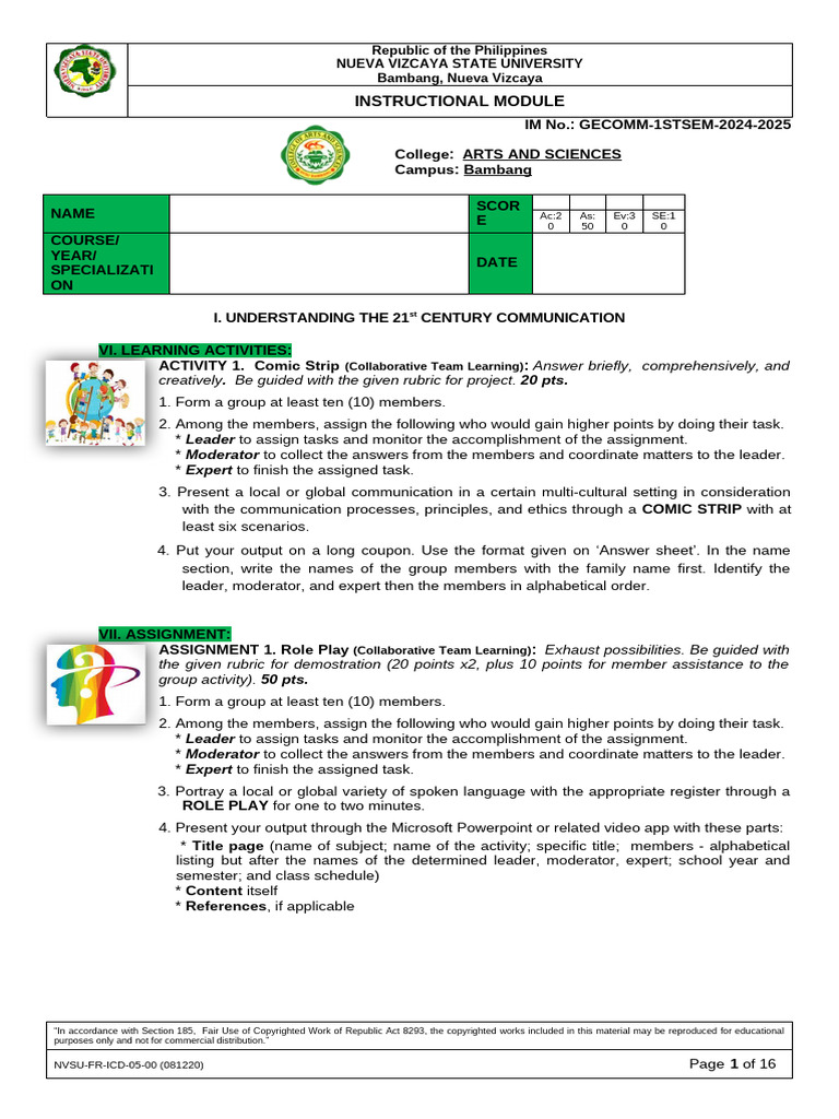 24-25 1s 04MODULE-Activity Purposive | PDF | Fair Use | Public Speaking