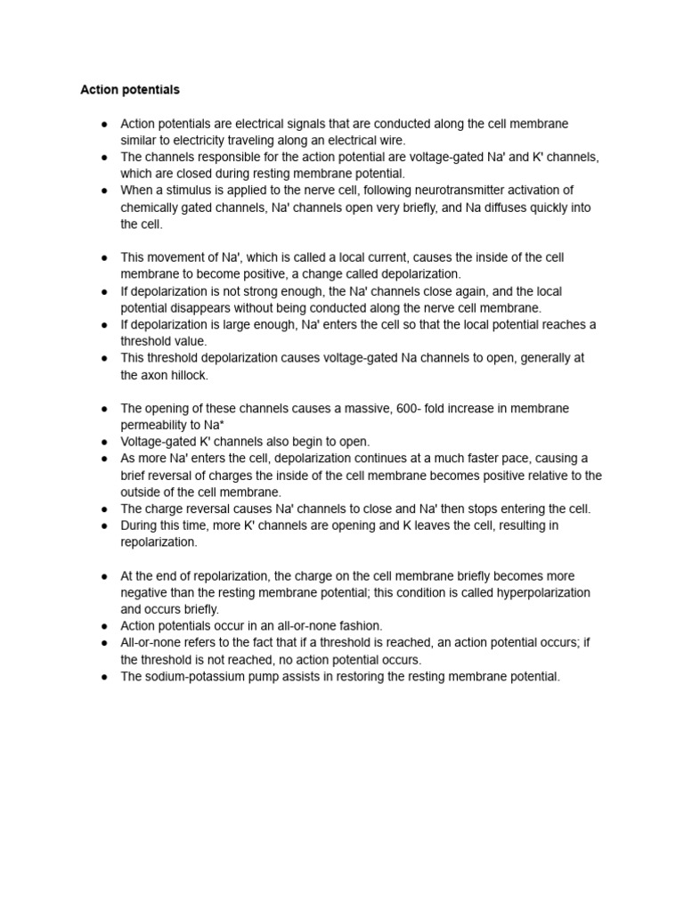 Action Potential Reviewer Dela Cruz Carl Pdf