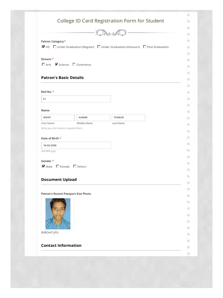 College IDCard Registration Form | PDF