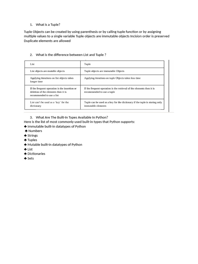 Questions on tuple | PDF