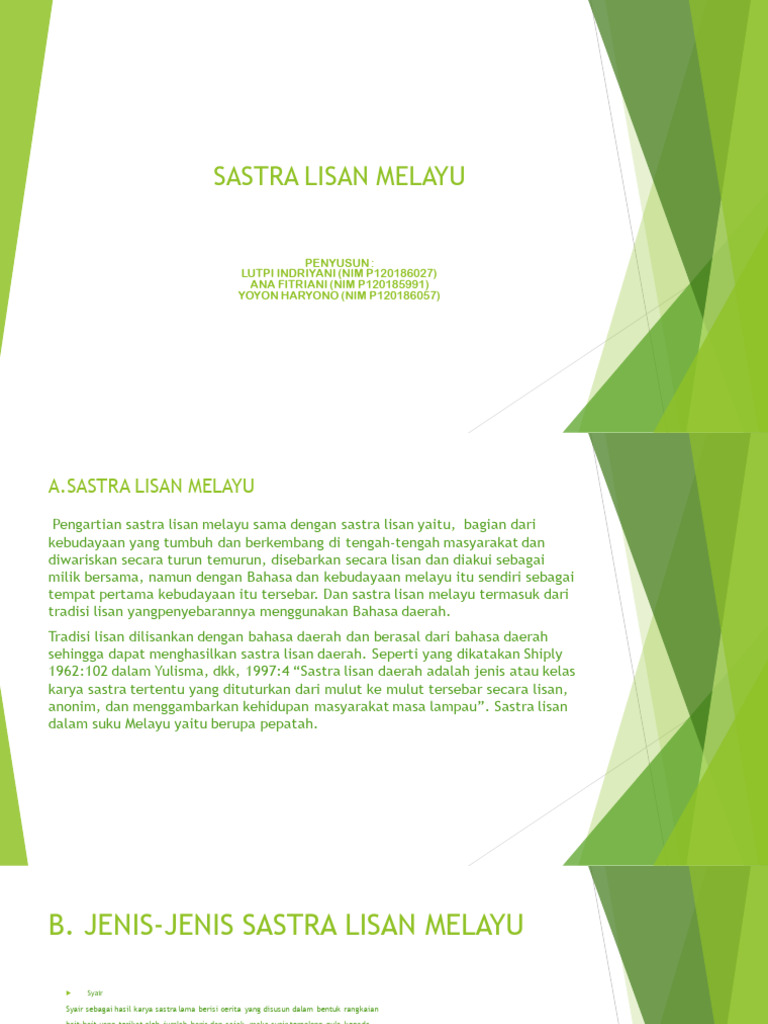 SASTRA LISAN MELAYU Tugas Kelompok | PDF