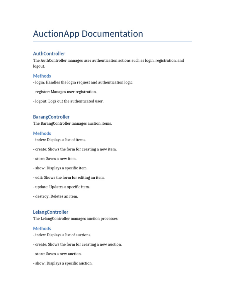 AuctionApp Documentation | PDF