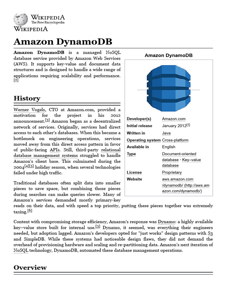 Overview of Amazon DynamoDB Features | PDF | Computing | Data Management