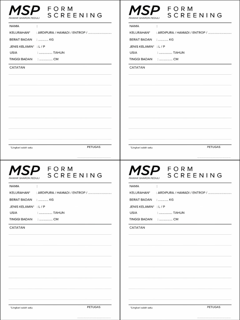 Form Screening MSP Jayapura | PDF