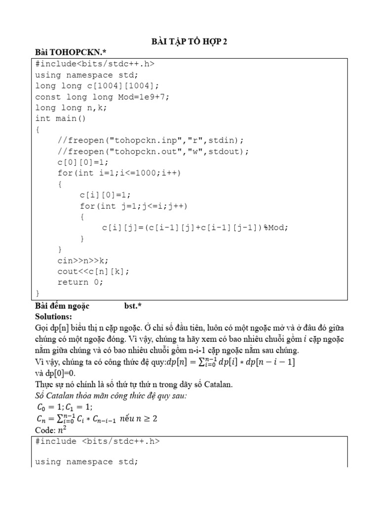Solutions Baitap Tohop 2 | PDF