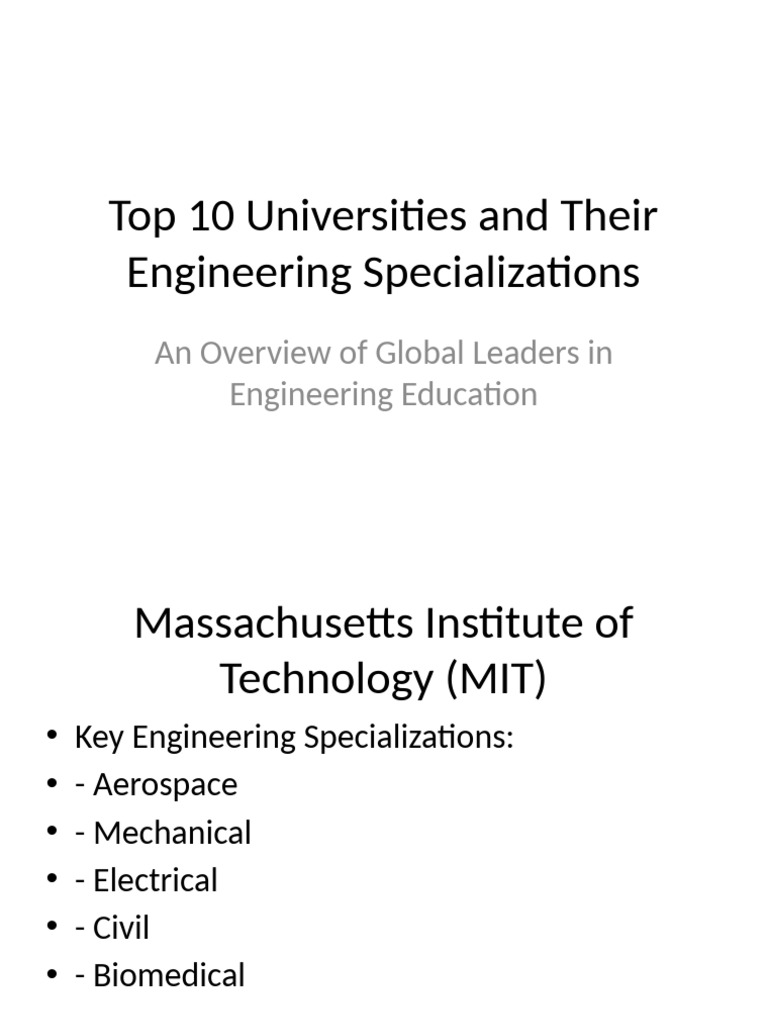 Top Universities Engineering Specializations | PDF | Engineering ...