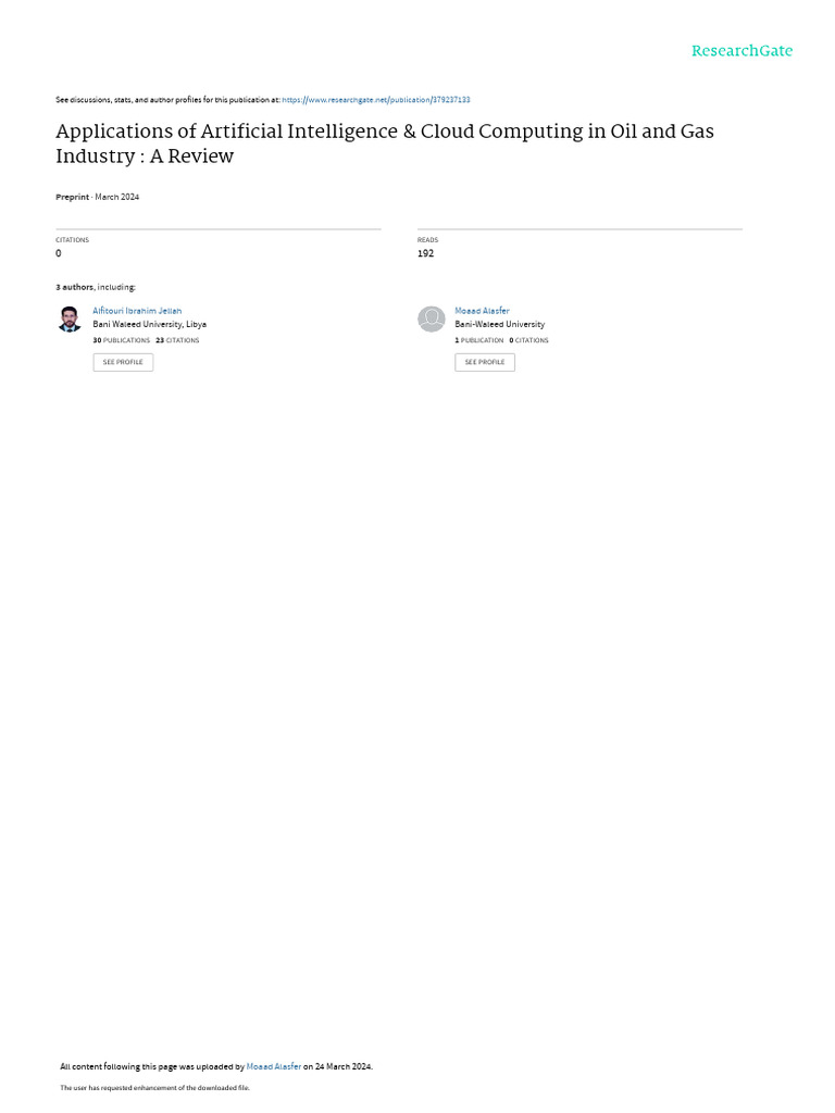 Applicationsof Artificial Intelligence Cloud Computingin Oiland Gas Industry AReview | PDF ...