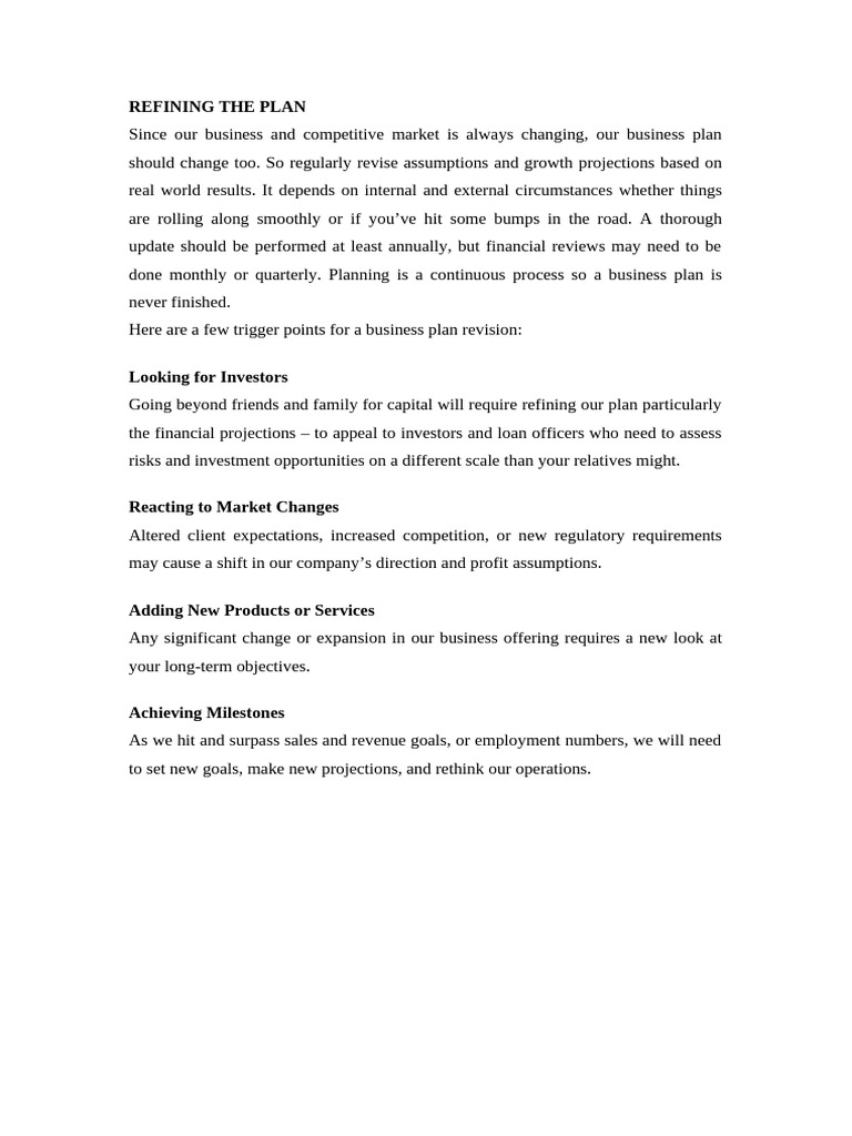 Refining The Plan | PDF