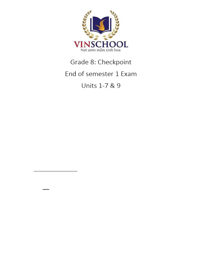 Grade 8 End of Semester 1 Assessment 2020 | PDF