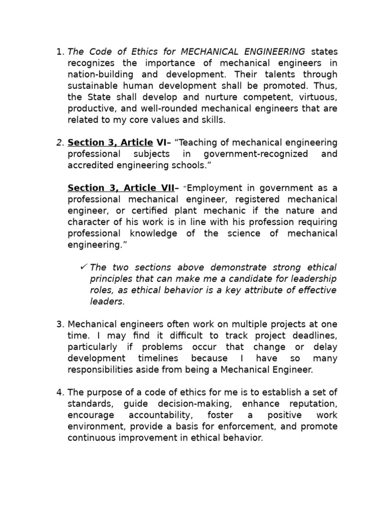 Mechanical Engineering-Code of Ethics (FAJARDO) | PDF