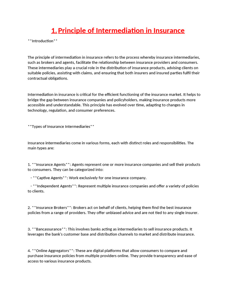 Principle of Intermediation in Insurance | PDF | Insurance | Insurance ...