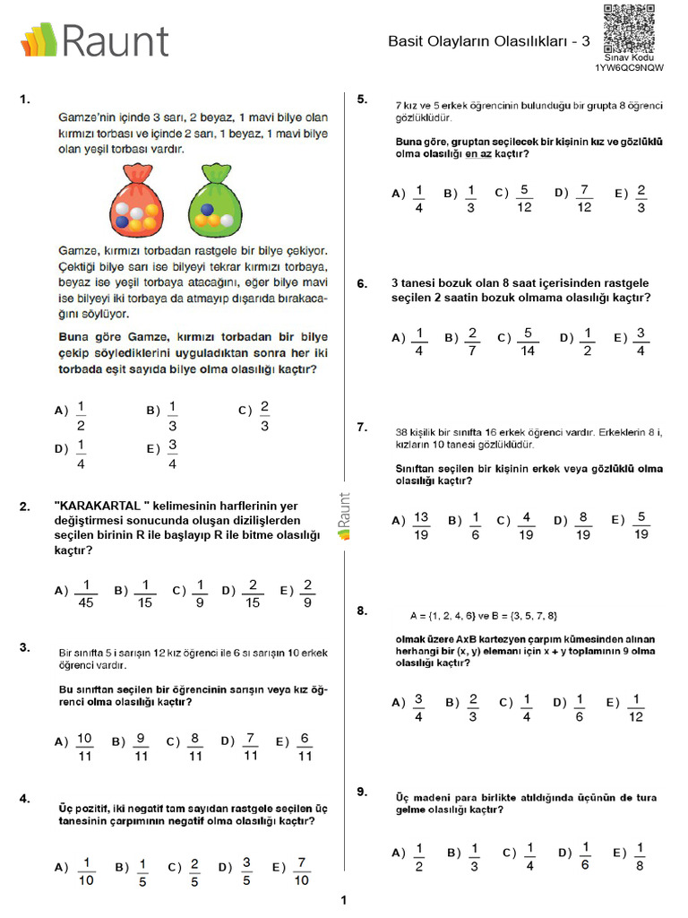 Basit Olayların Olasılıkları - 3-Null | PDF