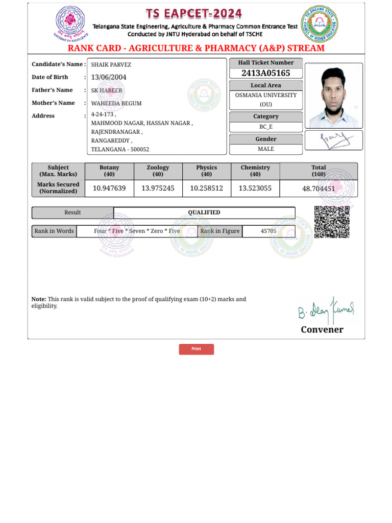 Parvez - Ts Eapcet - 2024 | PDF