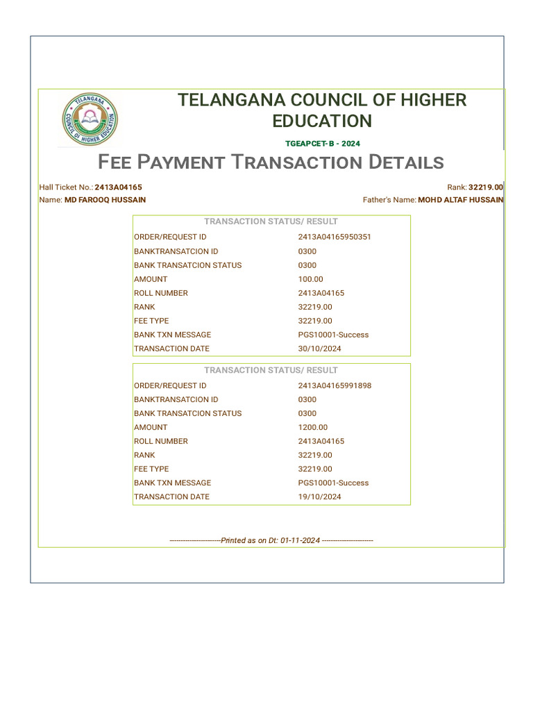 Fee Details Eapcet | PDF
