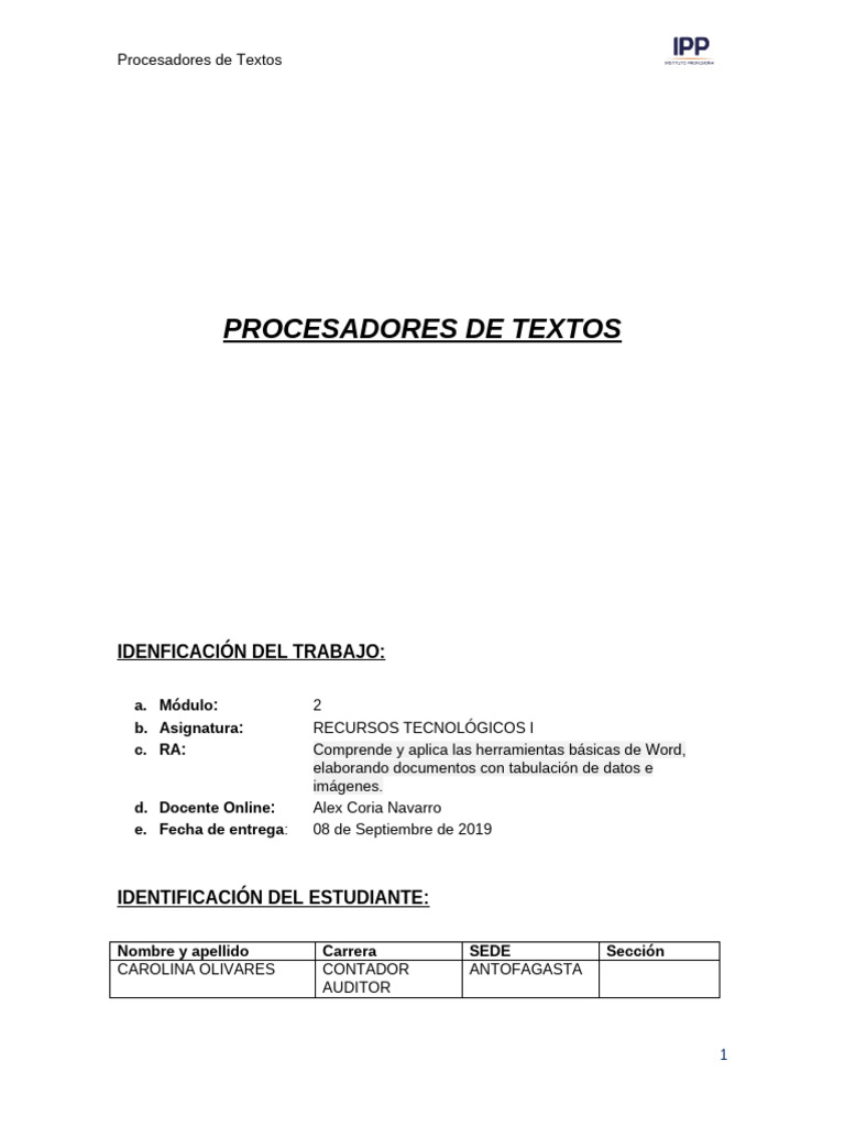 Carolina Olivares Tim2 Recursostecnologicosi | PDF | Procesador de textos | Software de la ...